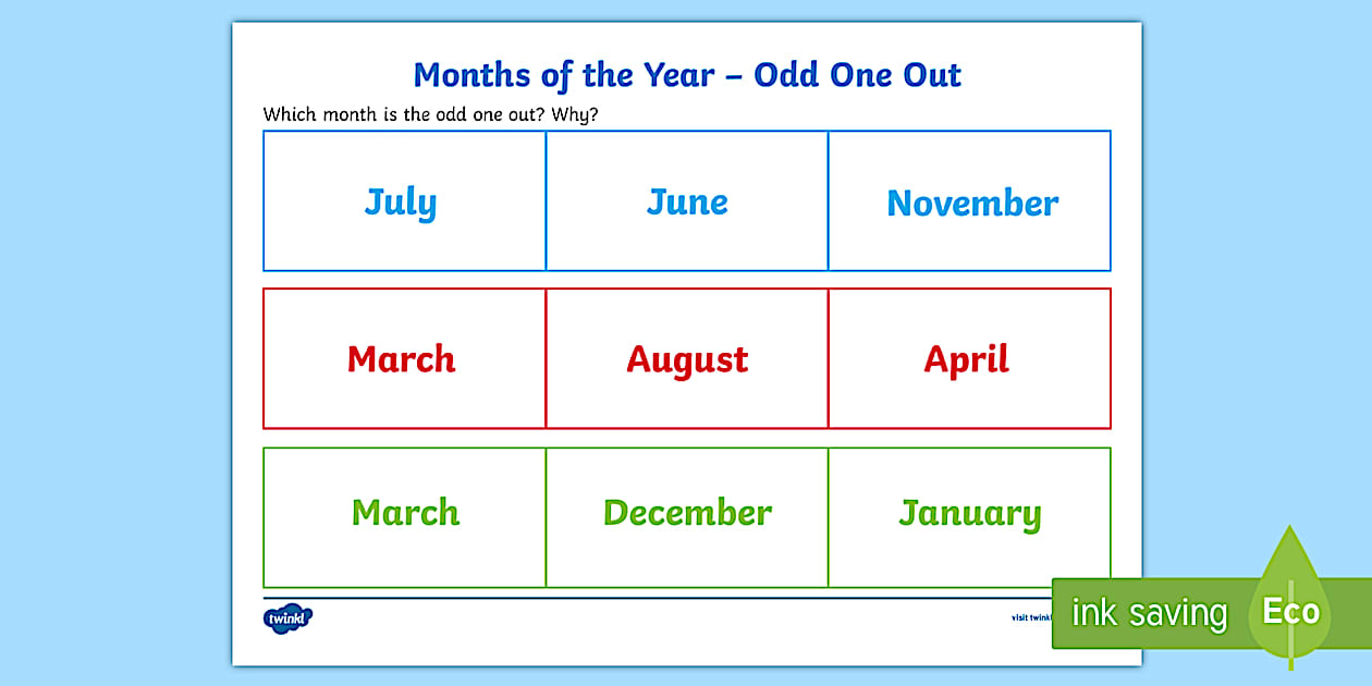 Months of the Year Odd One Out Game (teacher made) - Twinkl