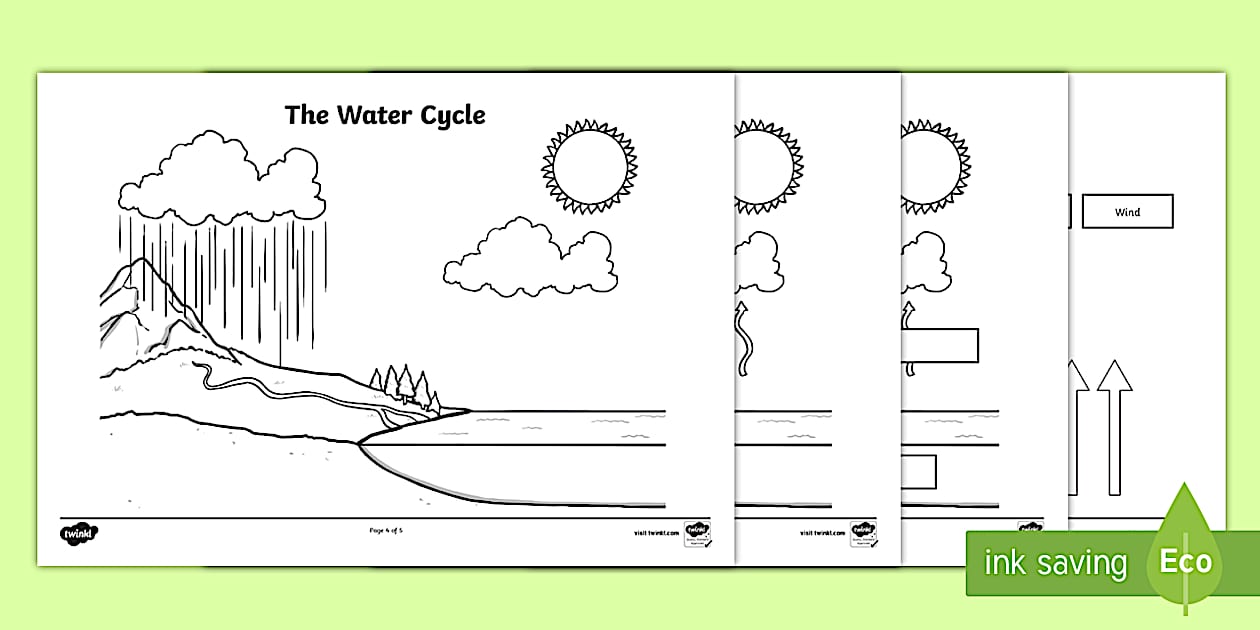 Water Cycle Cut and Stick Labelling Worksheet - Twinkl