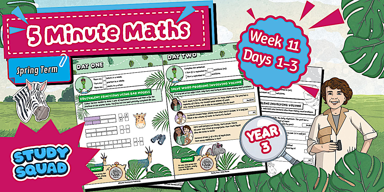 👉 Study Squad 5 Minute Maths Year 3 Spring - Week 11 Days 1-3