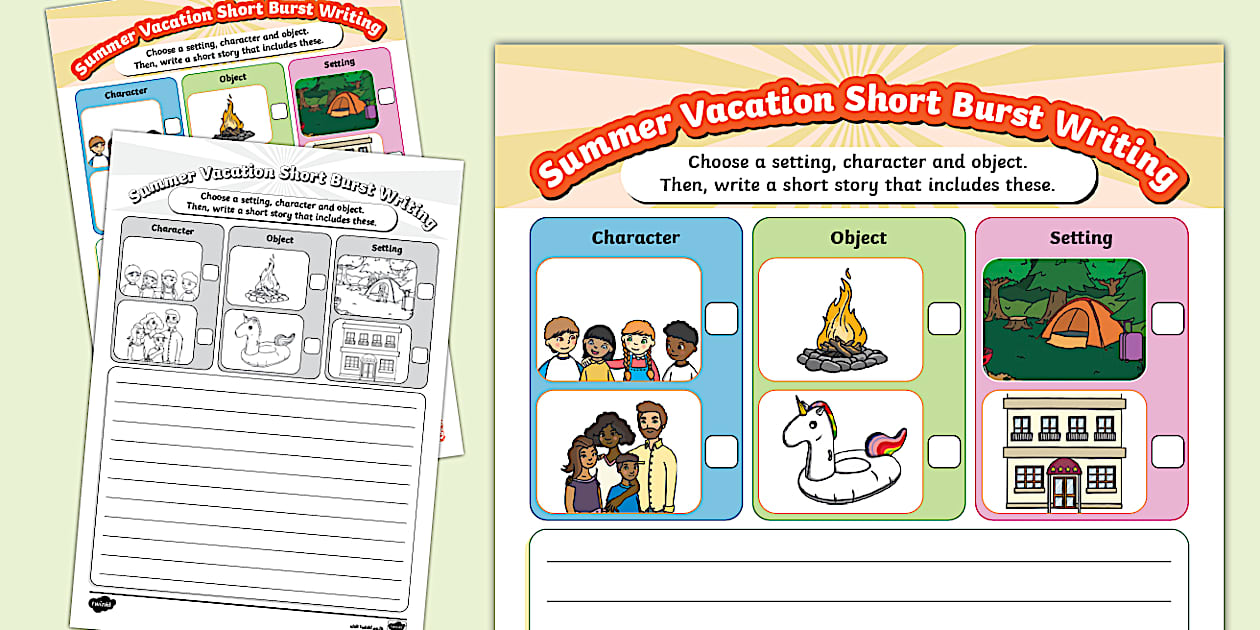 Summer Vacation Short Burst Writing Template (teacher made)
