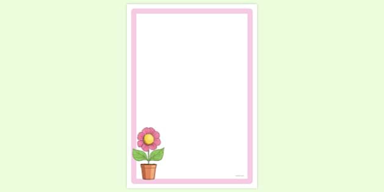 Simple Blank Flower in a Pot Page Border | Page Borders