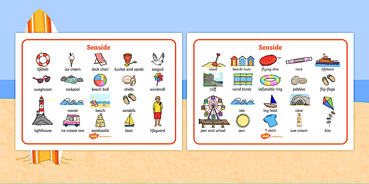 Seaside Words | Word Mats | Teaching Resources - Twinkl