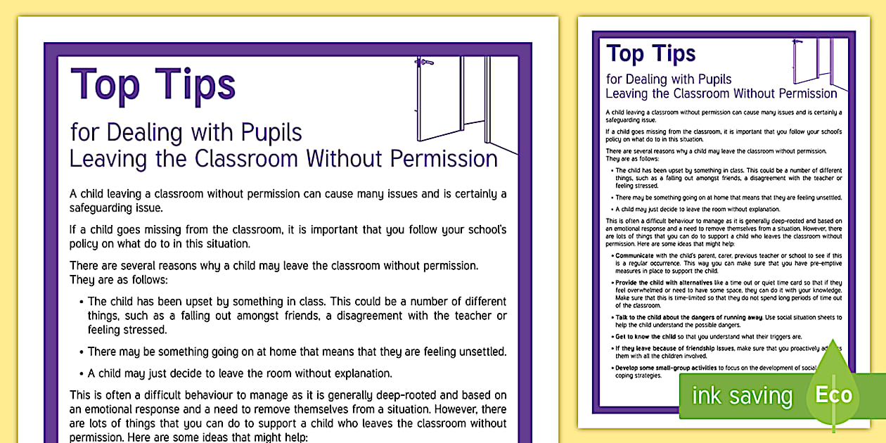 Top Tips for Dealing with Pupils Leaving the Classroom without Permission