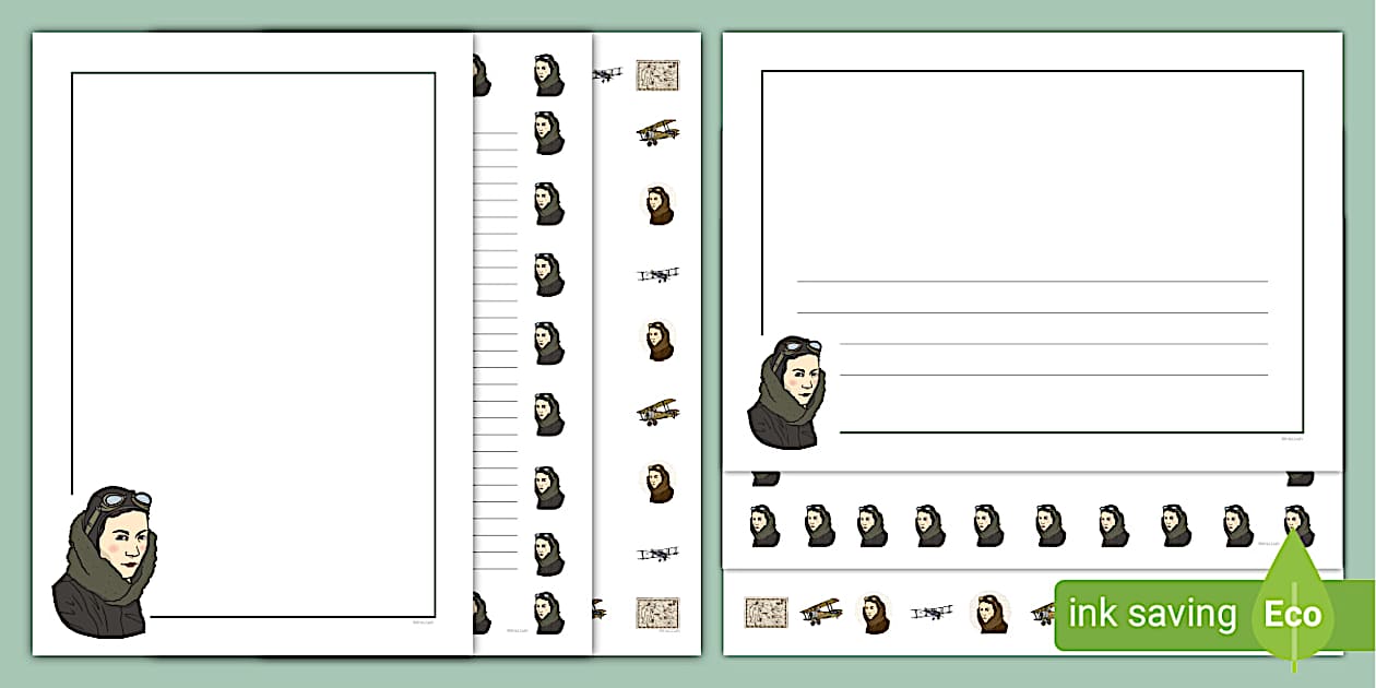 Amy Johnson Portrait Page Borders (teacher made) - Twinkl