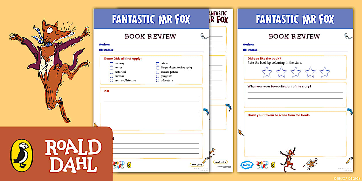 FREE! - Fantastic Mr Fox Book Review Activity | Roald Dahl | Twinkl