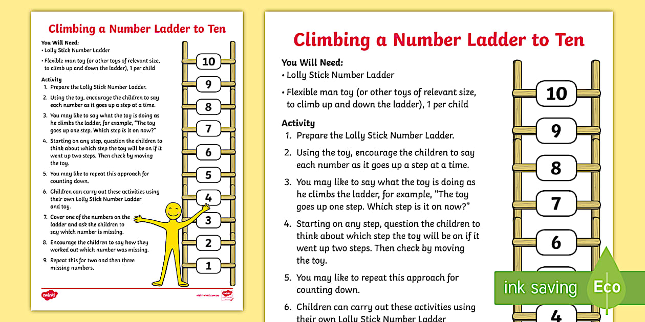 TAS Climbing a Number Ladder to Ten Activity (teacher made)