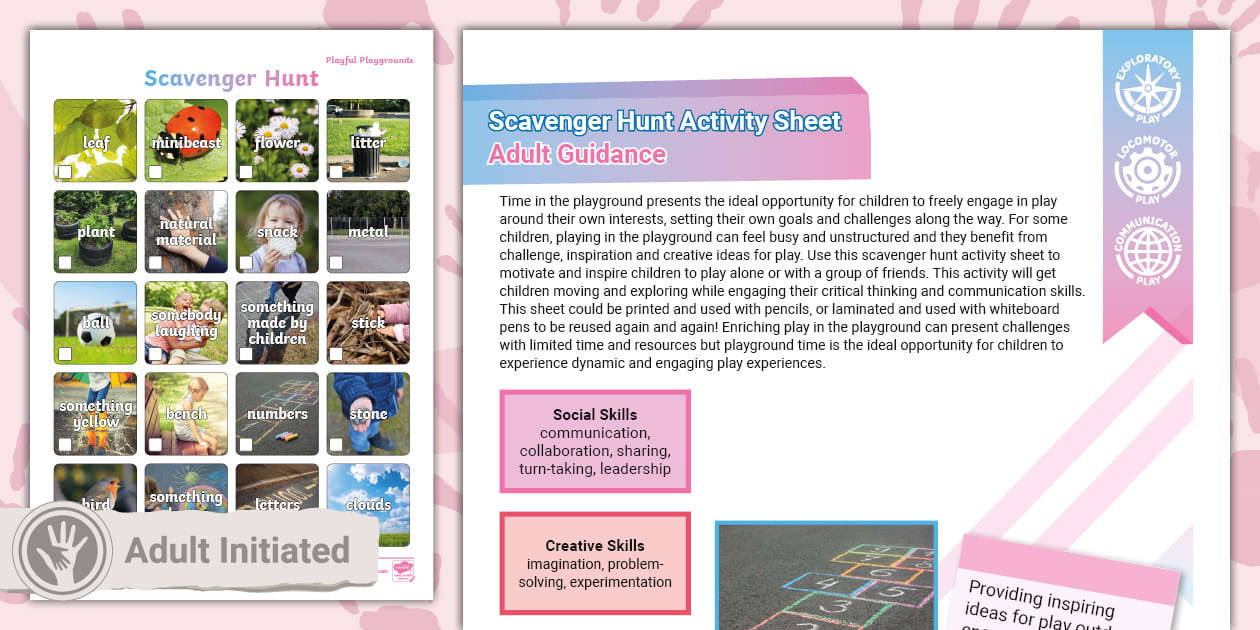 Playful Playgrounds - Scavenger Hunt Activity Sheet - Twinkl