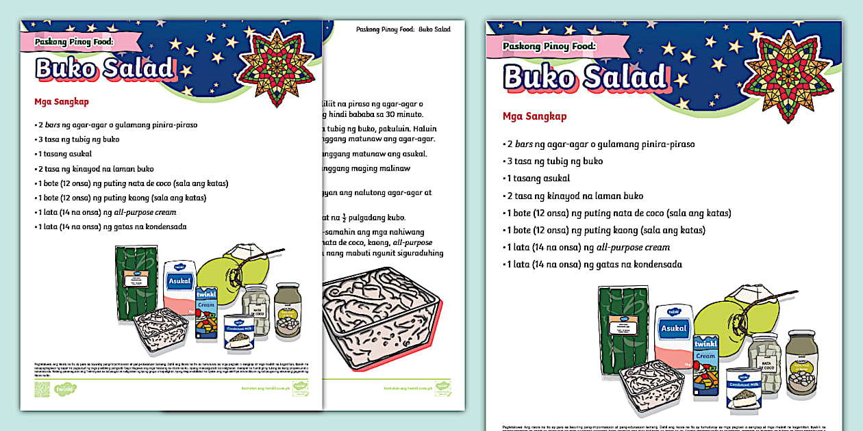 Paskong Pinoy Food: Buko Salad | Twinkl (teacher made)