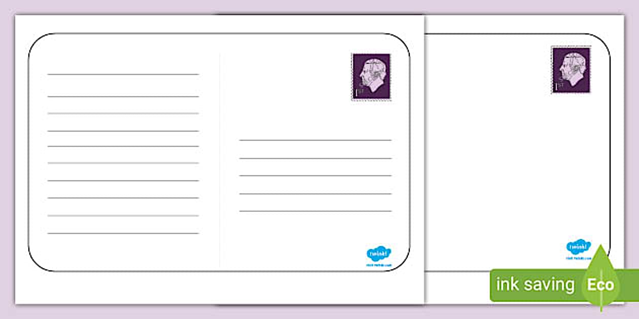 Editable Wide Lined Postcard Writing Template (teacher made)