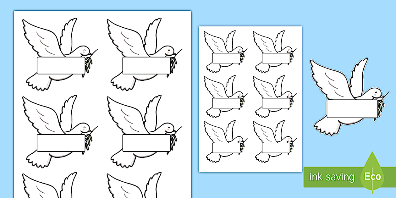 Black and White Self-Registration Labels Doves - Twinkl