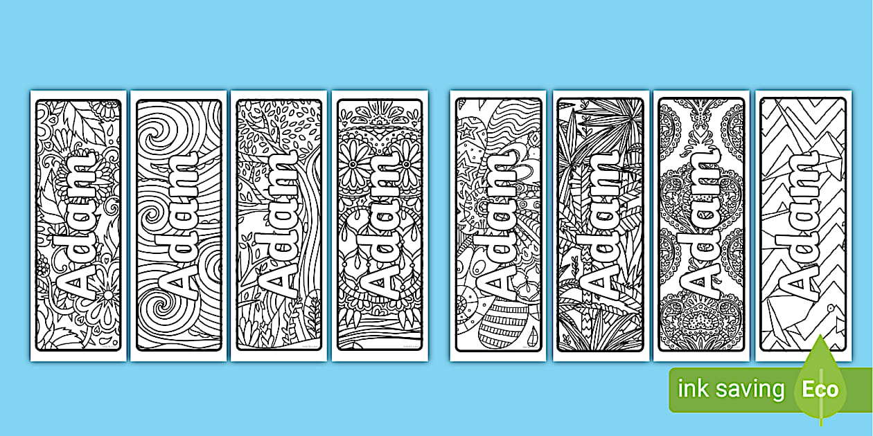 Adam Mindfulness Name Colouring Bookmarks - Twinkl