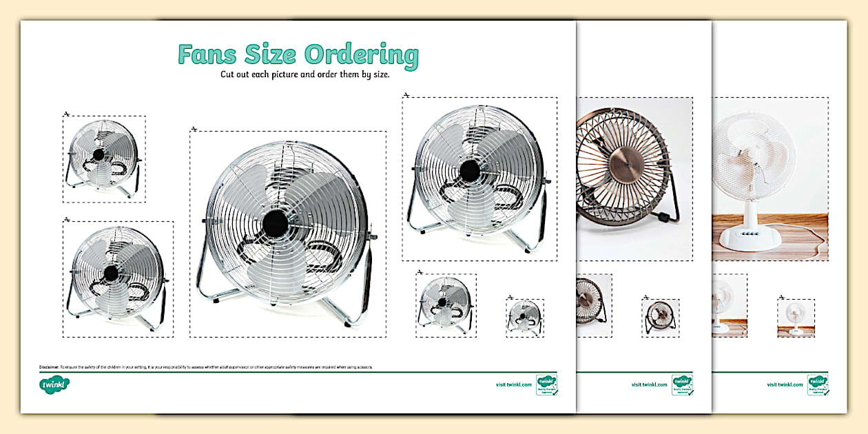 Fans Size Ordering Worksheet (teacher made) - Twinkl