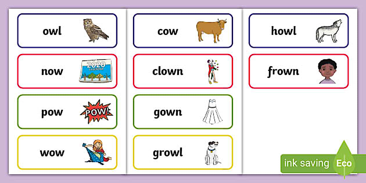 Ow Phonics Words | Flashcards Primary Education Resources
