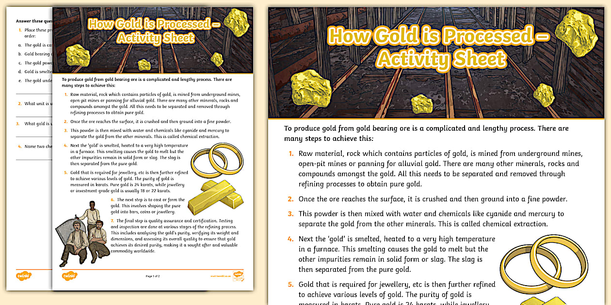 How Gold Is Processed – Activity Sheet - Twinkl