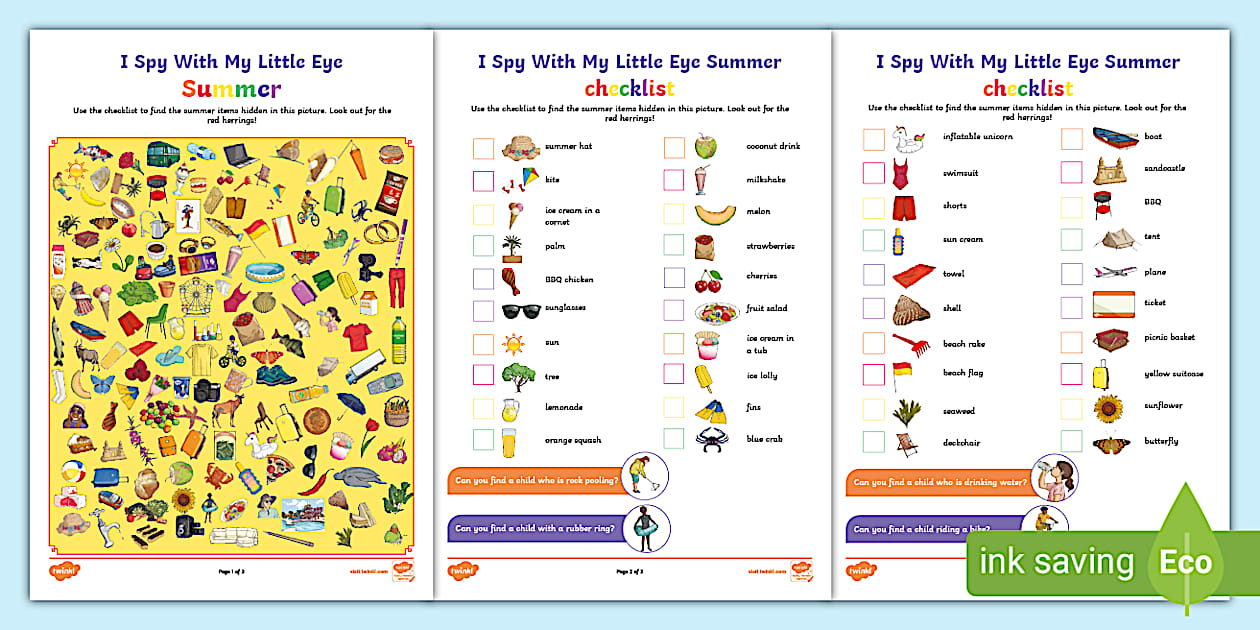 KS2 Summer I Spy With my Little Eye Activity - Twinkl