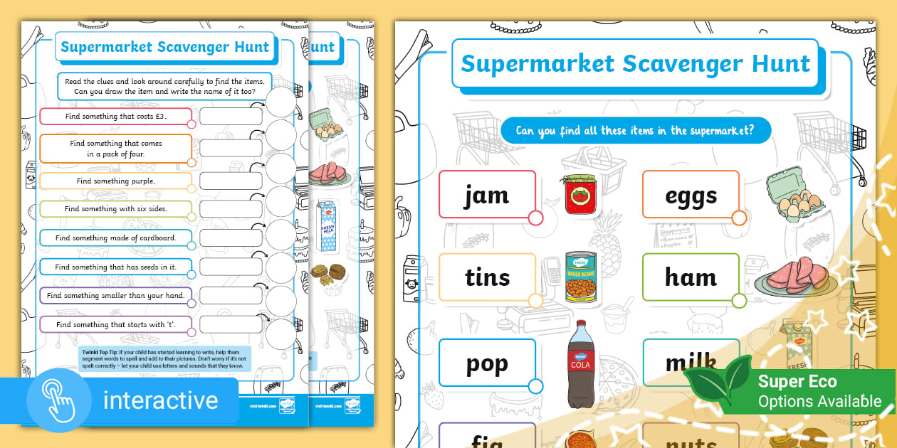 Supermarket Scavenger Hunt (teacher made) - Twinkl