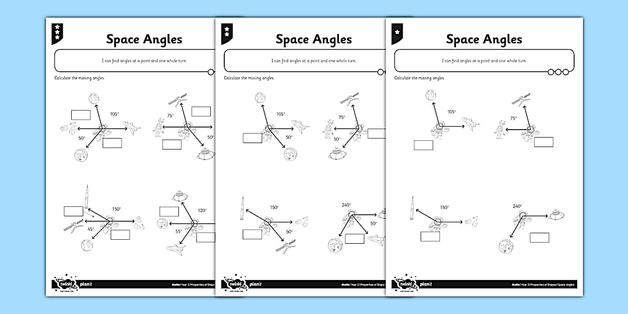 Find Missing Angles up to 360 Degrees Differentiated Maths Worksheet