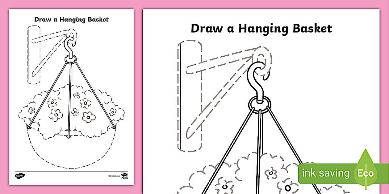 EYFS Draw a Hanging Basket Pencil Control Activity - Twinkl