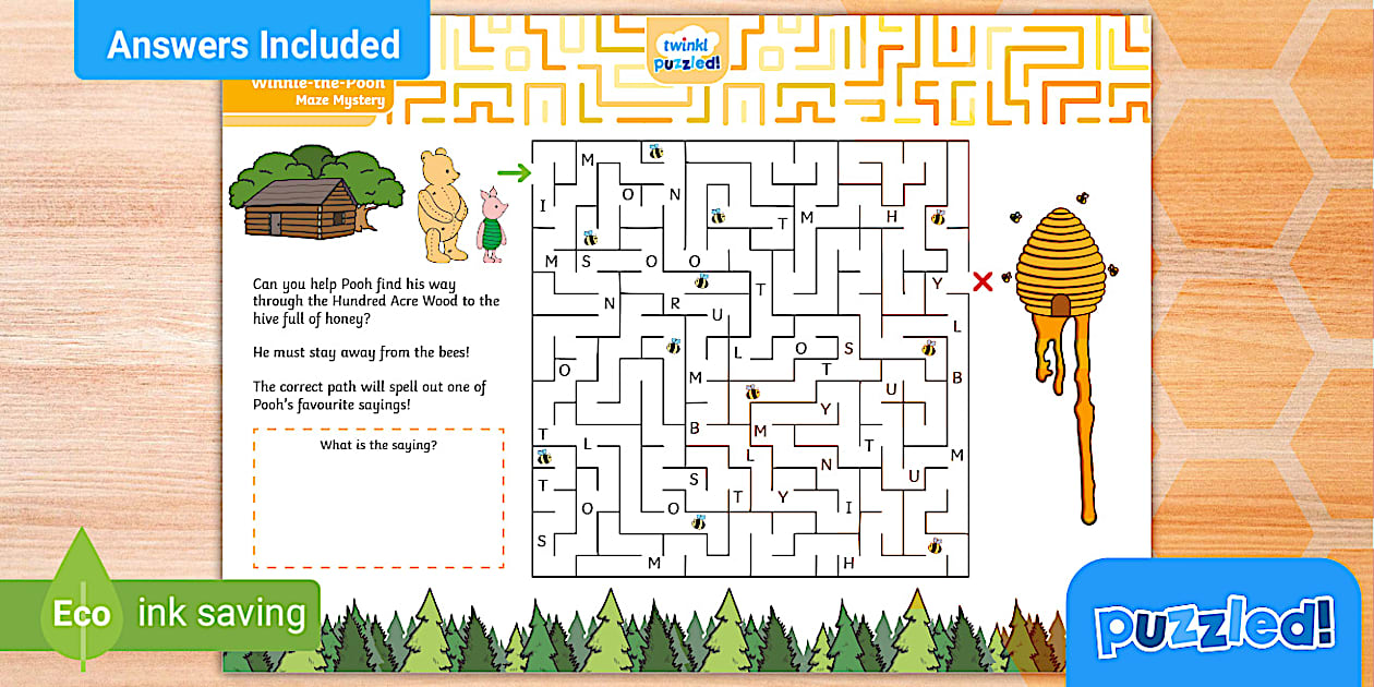 Winnie the Pooh Maze - Twinkl - Kids Puzzles (teacher made)