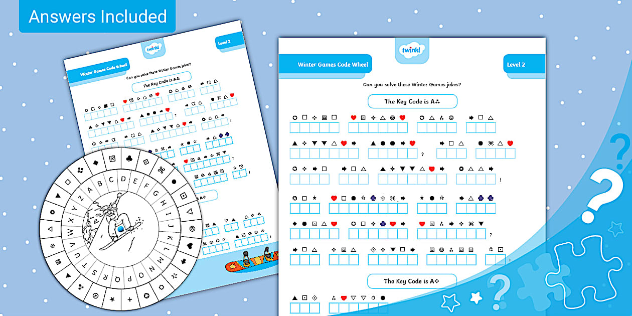 Winter Games Secret Code Wheel - L2 - Twinkl Puzzled