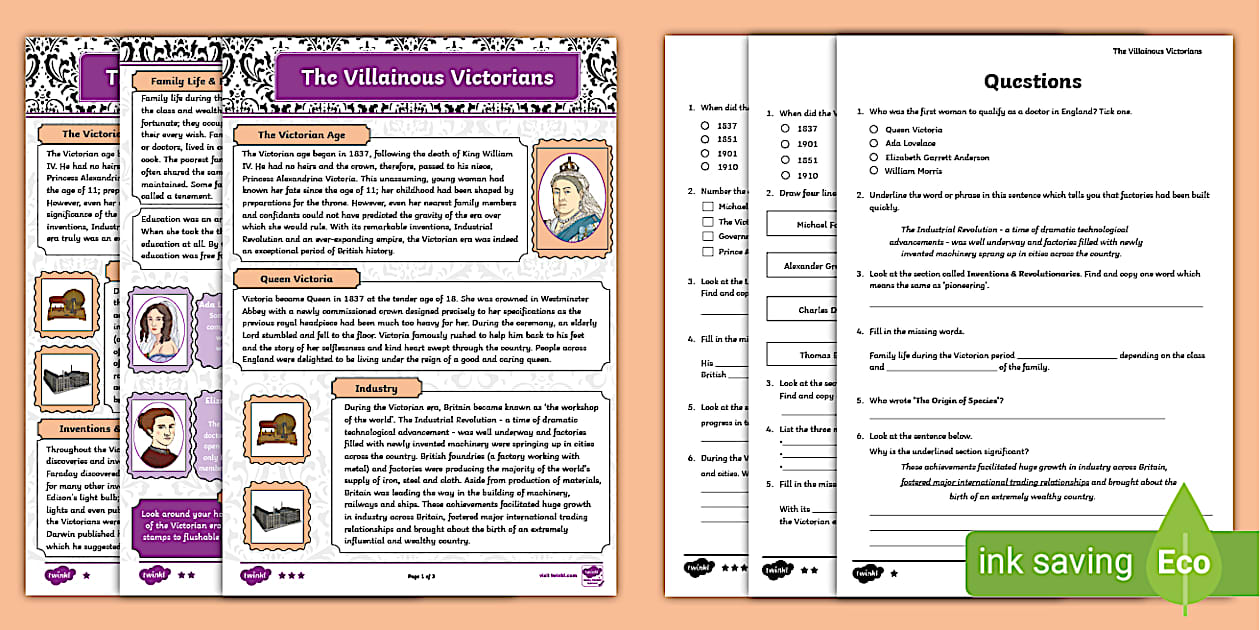 A Victorian Comprehension to read and understand. - Twinkl