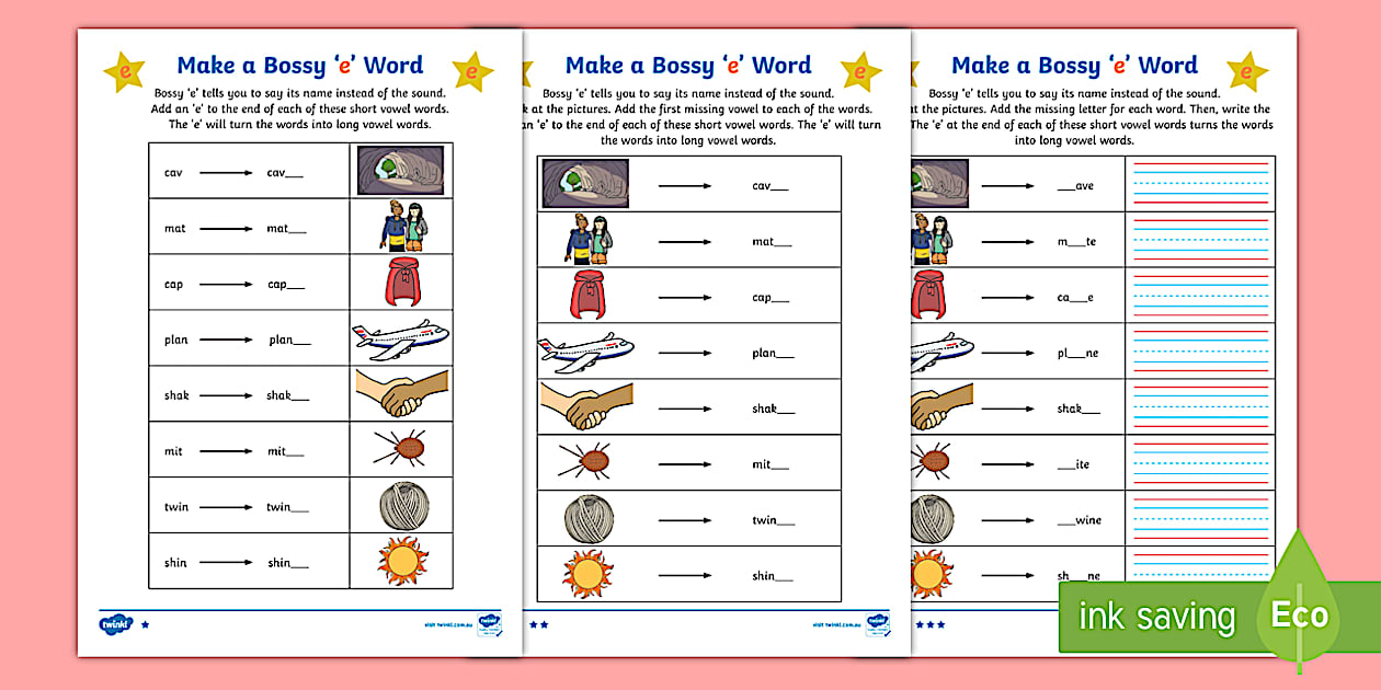 Make a Bossy 'e' Word Set 5 Differentiated Worksheets