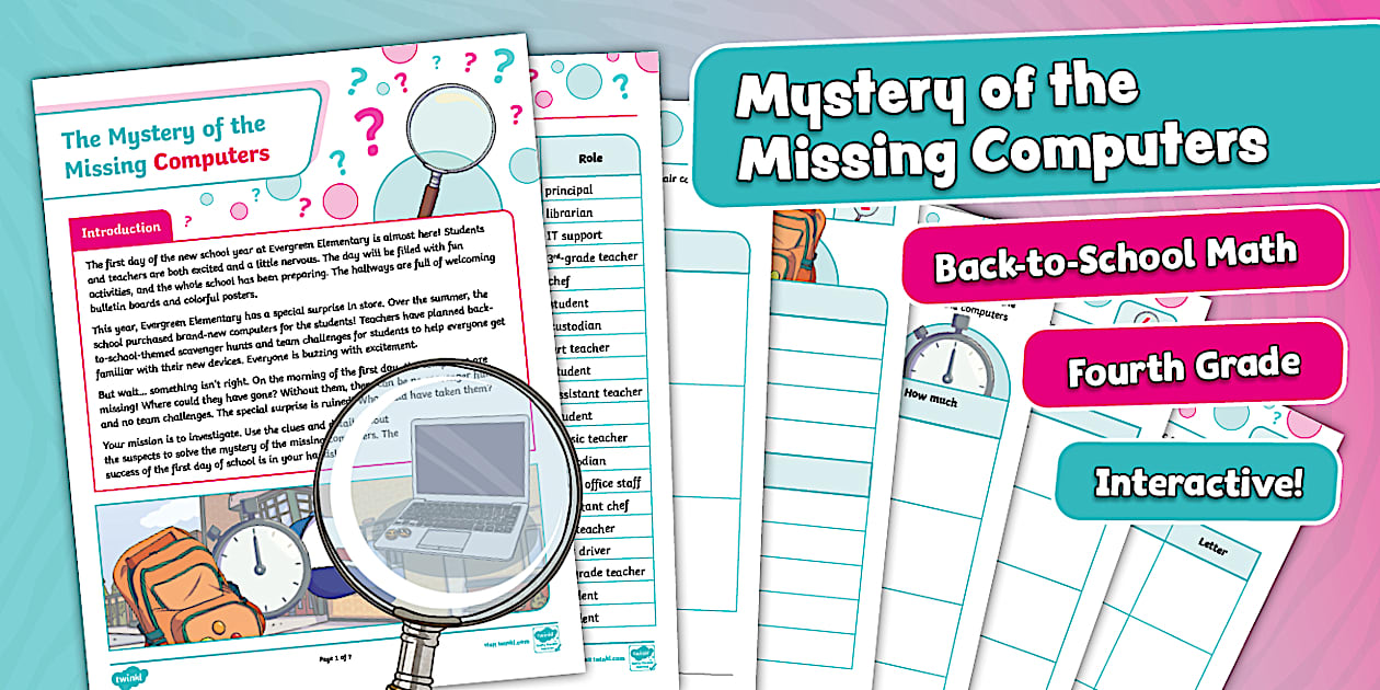 4th Grade Missing Computers Math Mystery Project
