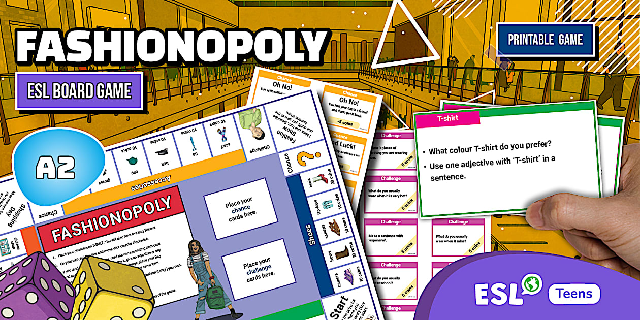 ESL Fashionopoly Board Game for Teens