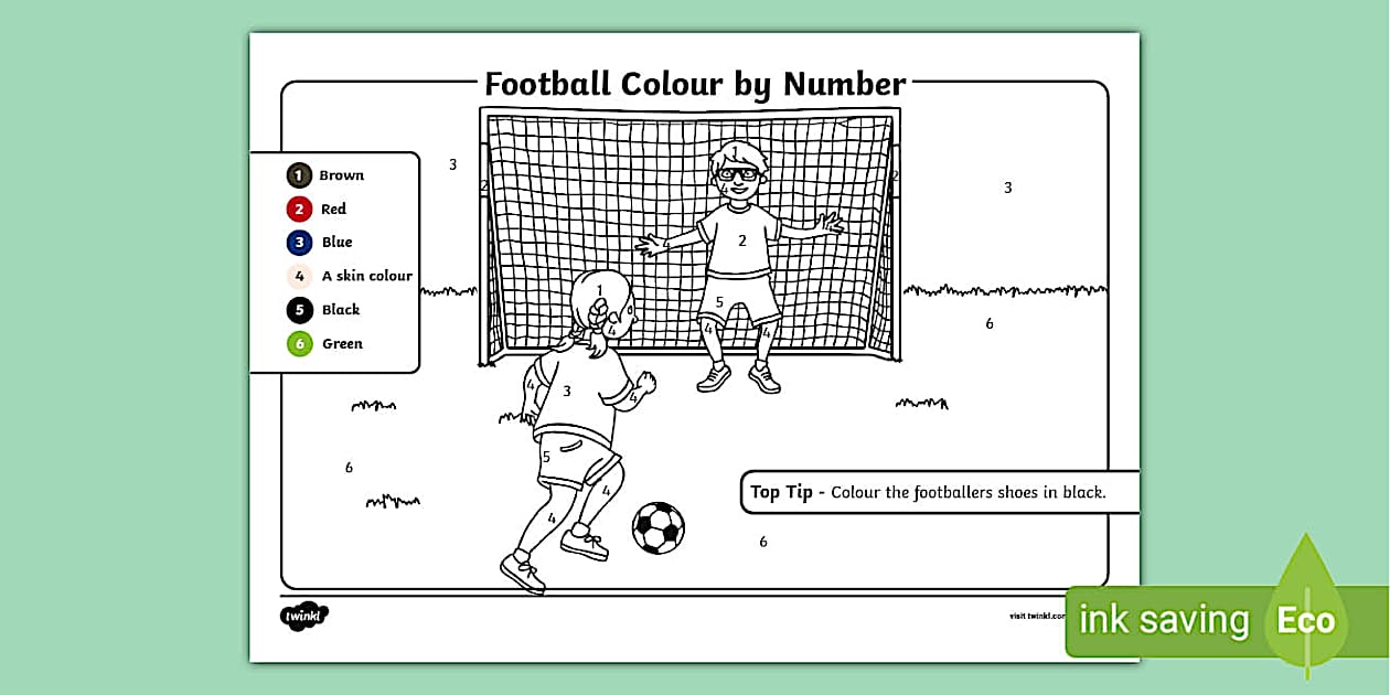 Football Colour by Number (teacher made) - Twinkl
