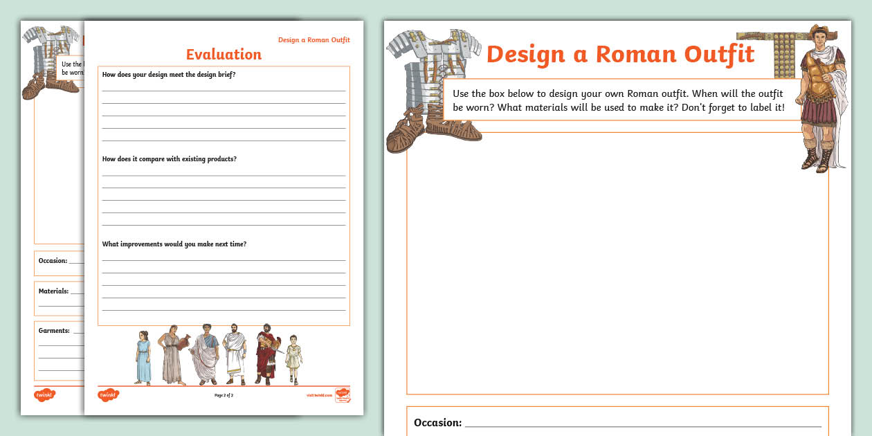 Design a Roman Outfit Worksheet - Twinkl