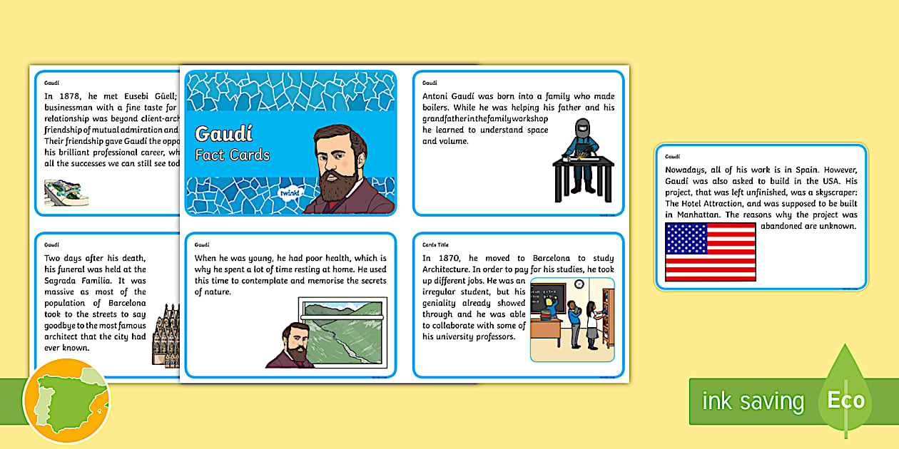 Gaudi Fact Cards (phát triển bởi giáo viên) - Twinkl