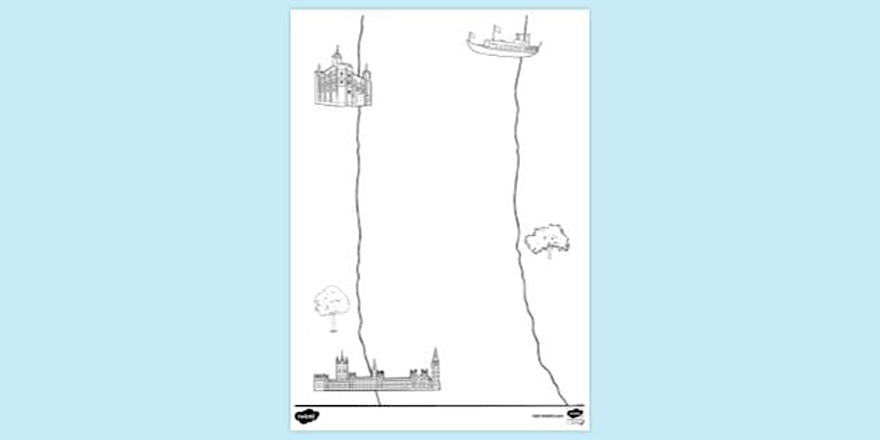 River Thames Background Colouring Sheet - Twinkl