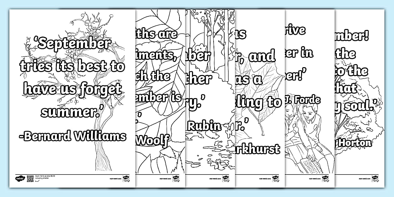 September Quotes Colouring Pages Pack (teacher made)