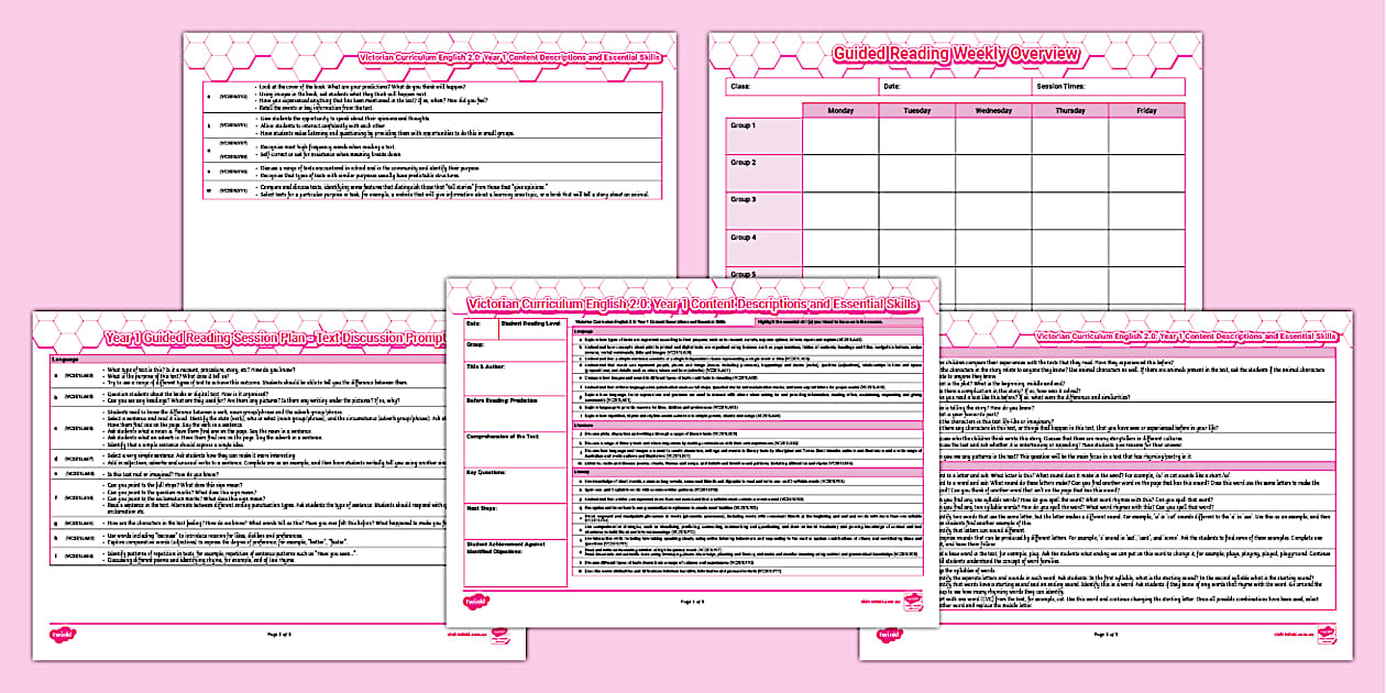 Year 1 Victorian Curriculum Guided Reading Template - Twinkl