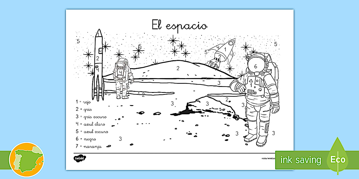 Colorear con números: El espacio (teacher made) - Twinkl
