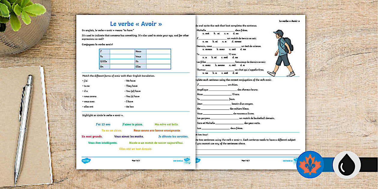 Avoir Conjugation Chart | Twinkl (teacher made) - Twinkl