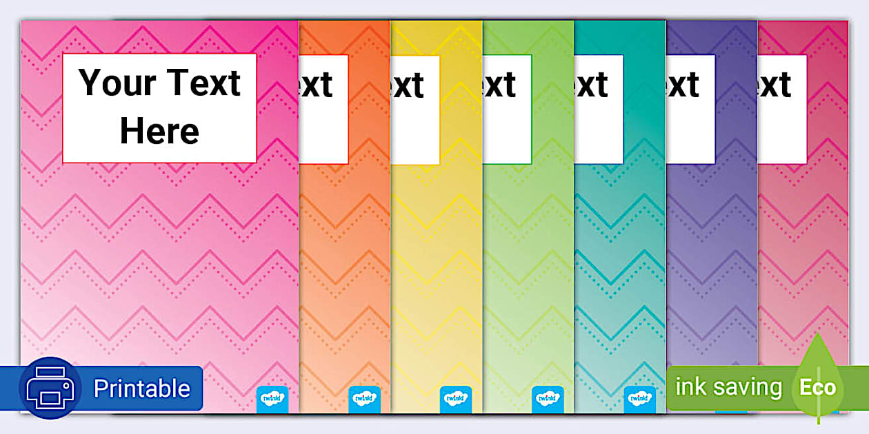 Zigzag Binder Covers - Editable (teacher made) - Twinkl