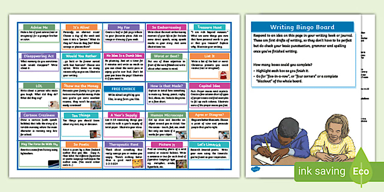 Writing Bingo Board (2) - Year 7-8