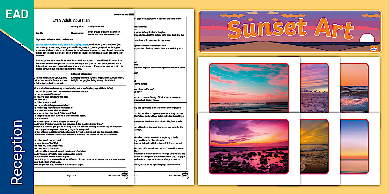 EYFS Sandy Sunset Art Adult Input Plan and Resource Pack