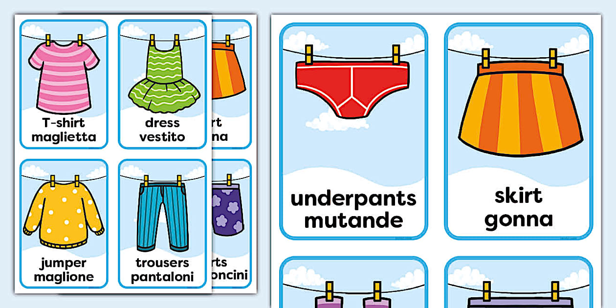 Let's Name Our Clothes! Bilingual Italian/English Flashcards