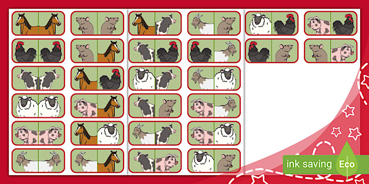 Farm Animals Dominoes (teacher made) - Twinkl