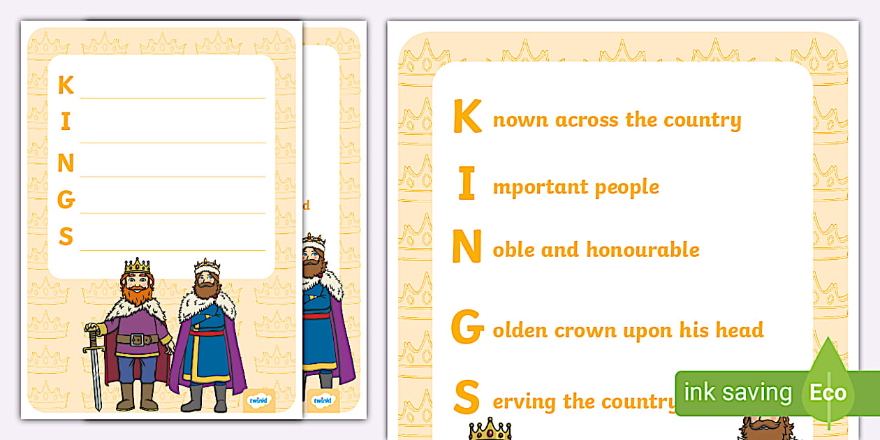 Kings Acrostic Poem Example (teacher made) - Twinkl