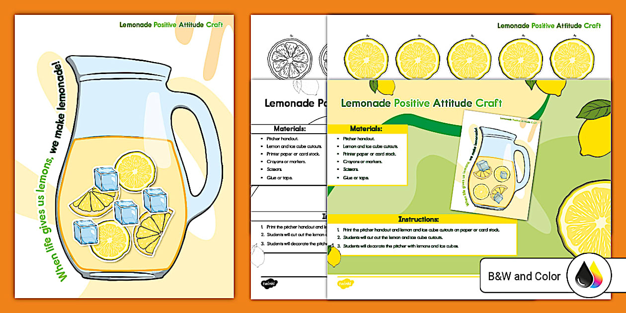 Lemonade Positive Attitude Craft (teacher made) - Twinkl