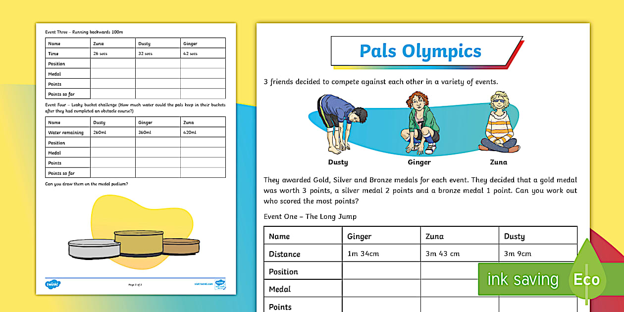Pals Olympics Worksheet / Worksheet (teacher made) - Twinkl