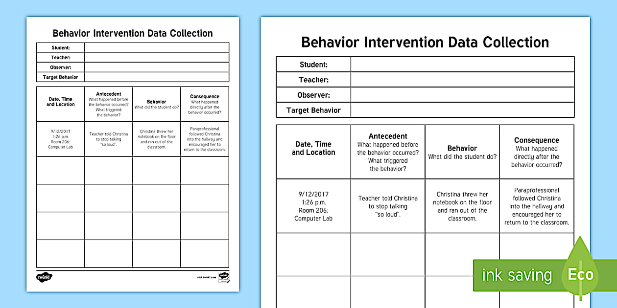 Behavior Tracking Data Sheet | Organization | Twinkl USA