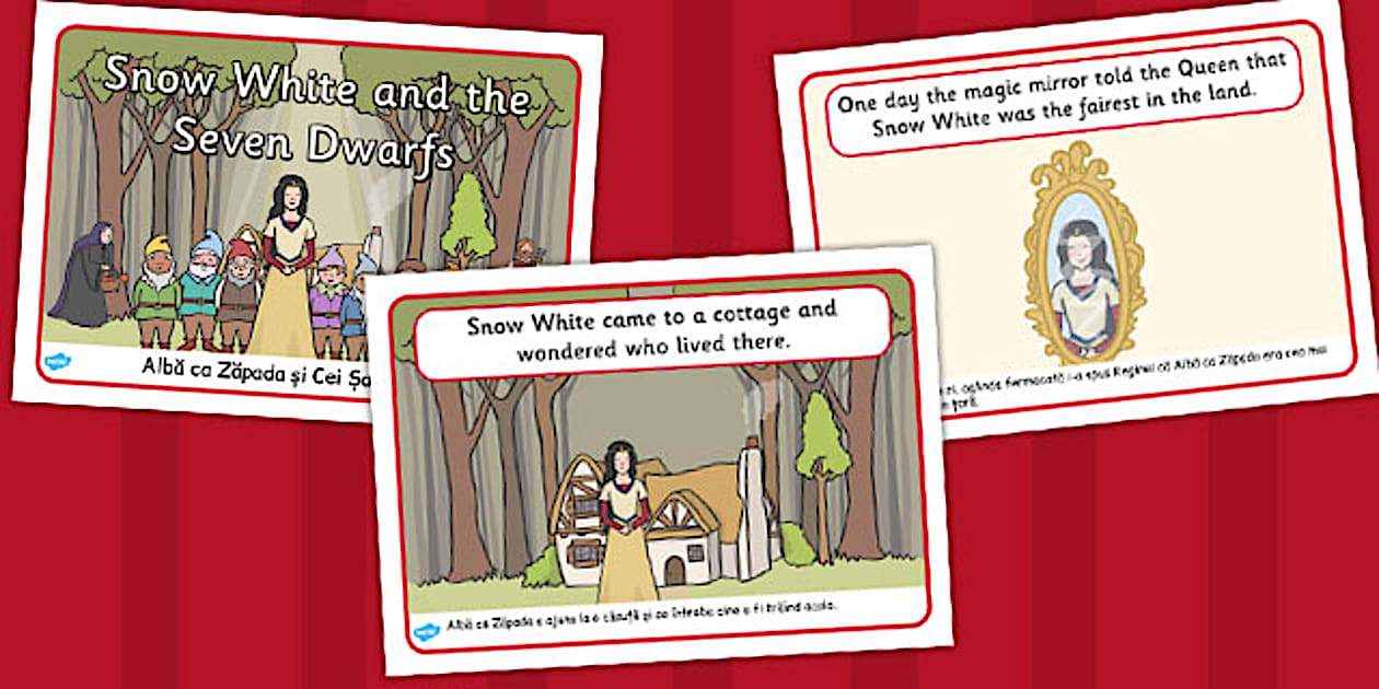 Snow White Seven Dwarves Story Sequencing Romanian Translation