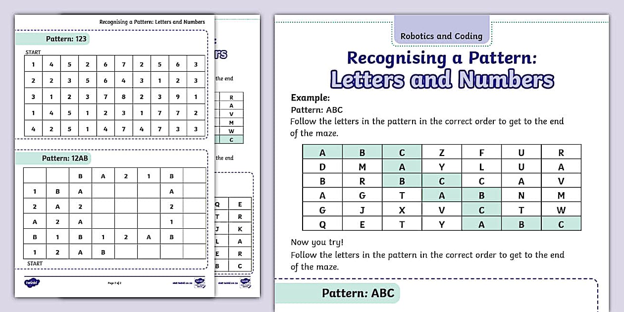 Grade 1 Recognising a Pattern with Letters and Numbers