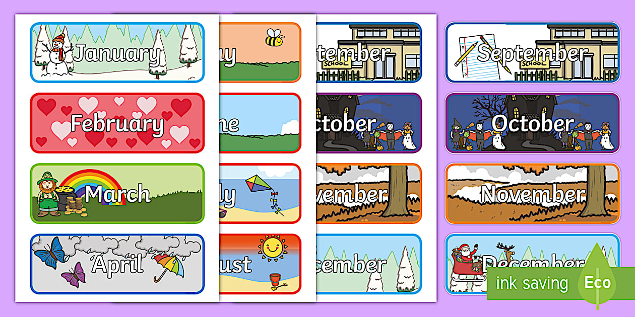 Months of the Year Themed Word Cards - Twinkl