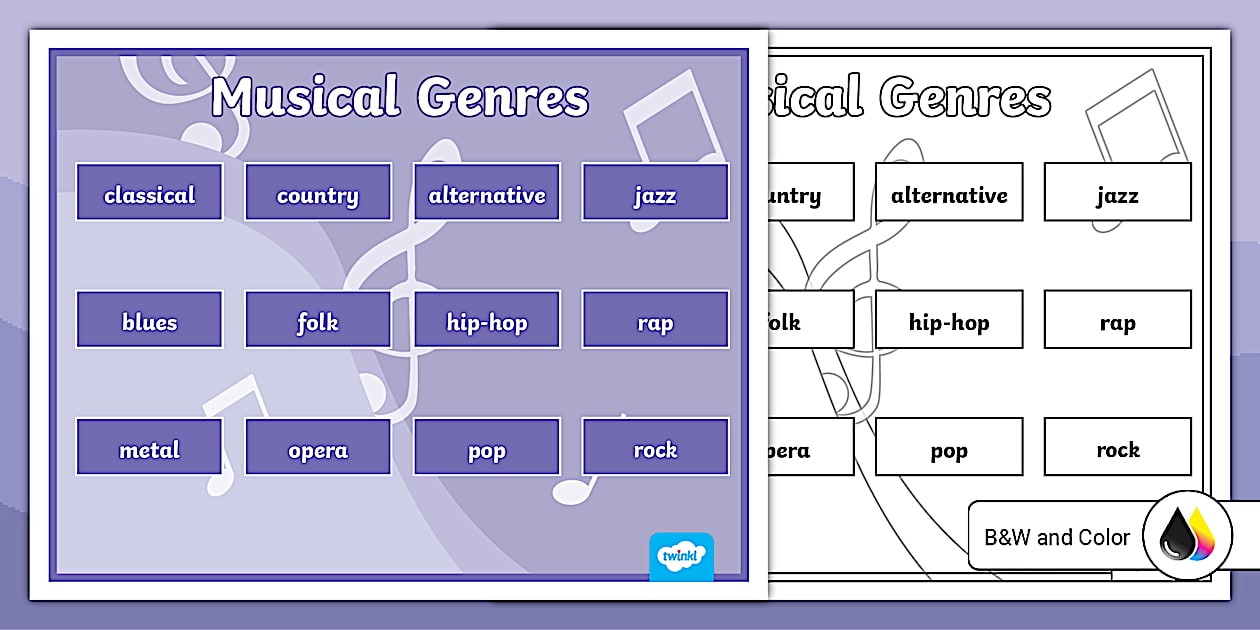 Musical Genres Vocabulary Mat | Twinkl USA Resources