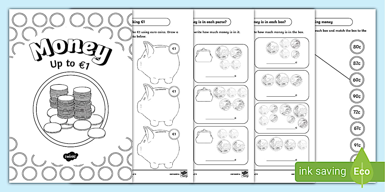 Money (up to €1.00) Activity Booklet - Twinkl